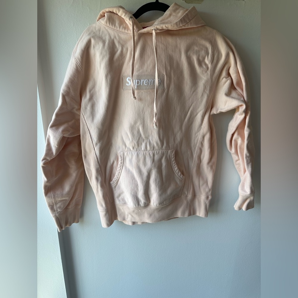 Authentic Supreme Fw16 Pale Peach Box Logo Hoodie - Gem